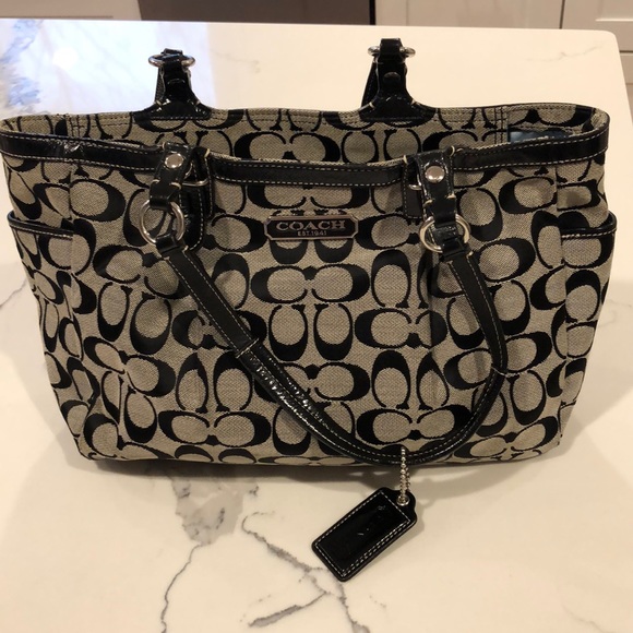 Coach | Bags | Coach Gray With Black Accents Shoulder Bag | Poshmark